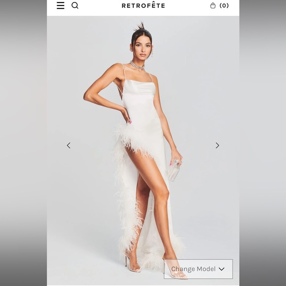 Retrofete | Dresses | Nwt Retrofete Priscilla Feather Satin Slip Slit ...